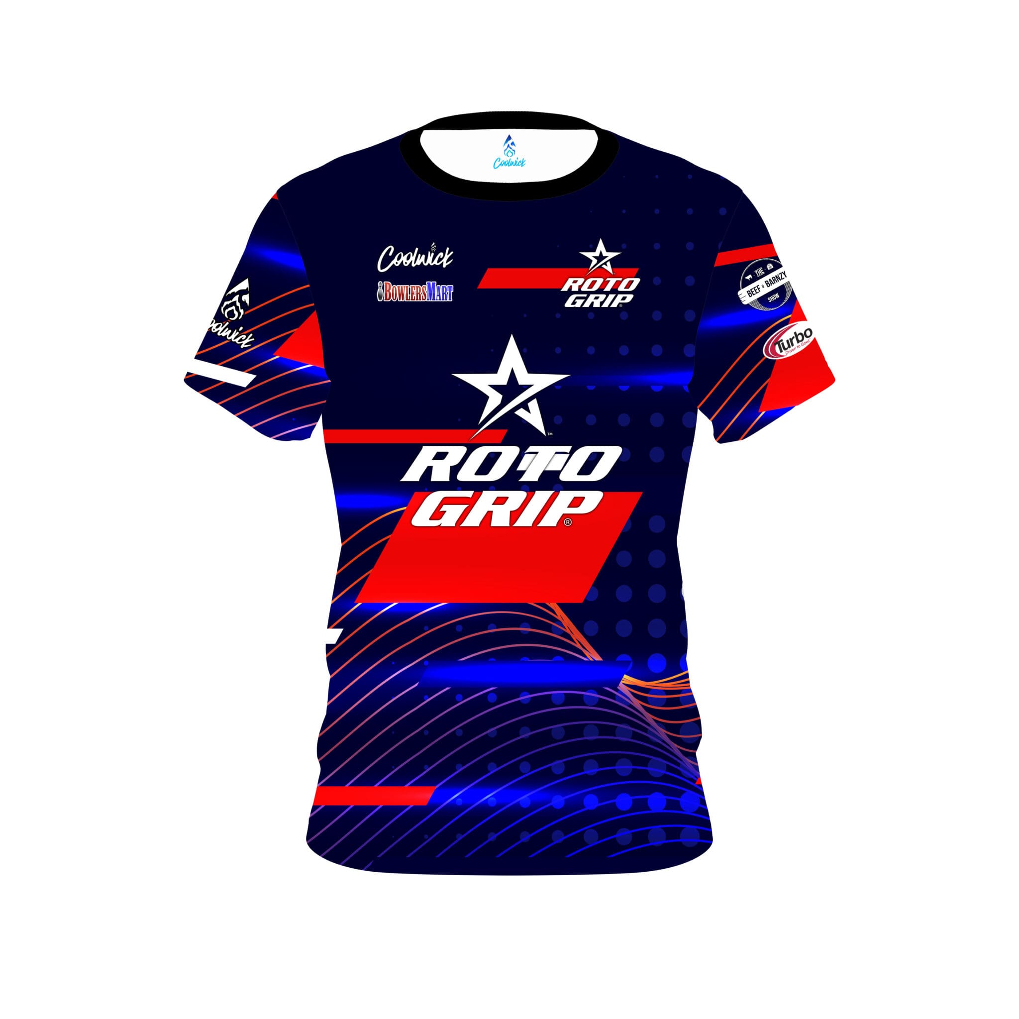 Stu Williams Red Blue Pixel CoolWick Bowling Jersey - Beef & Barnzy Show